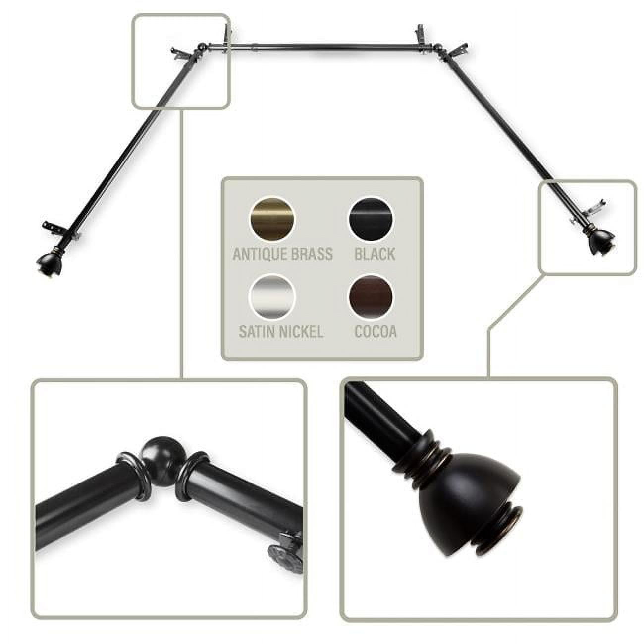 0.8125 in. Kingsly Bay Window Curtain Rod with Side Rod Extends Upto 20 ...