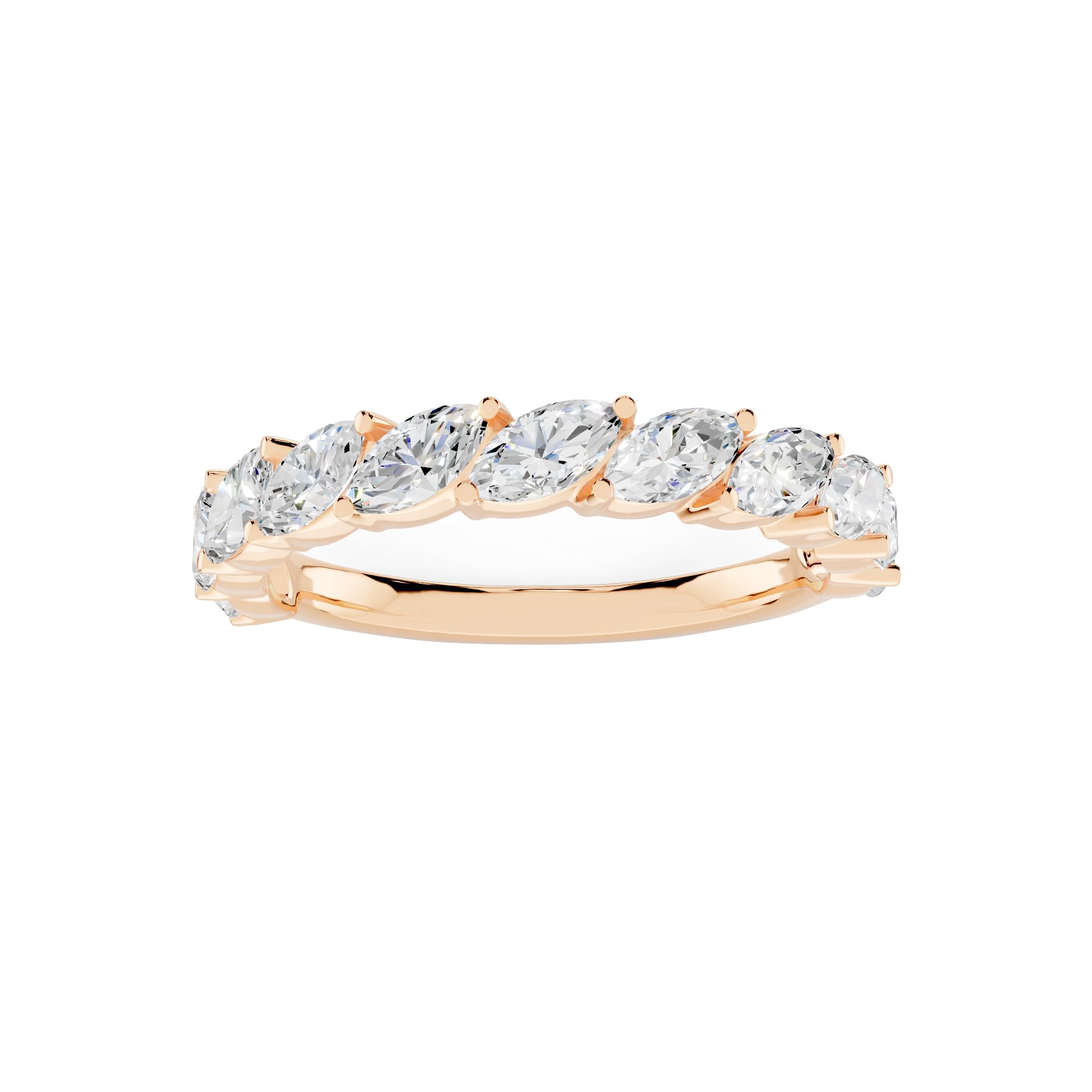 0.85 CTW Marquise Cut Moissanite Wedding Bands Ring for Women 14K Rose ...