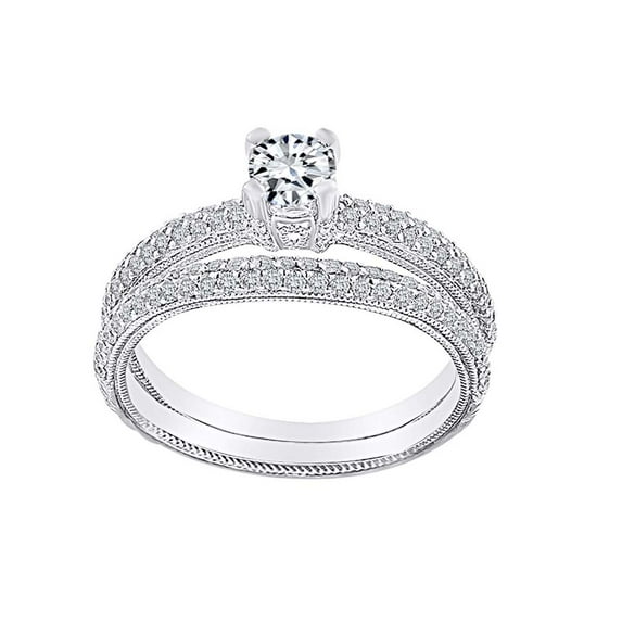 AFFY 0.85 Carat Round Shape White Natural Diamond Semi Mount Wedding ...