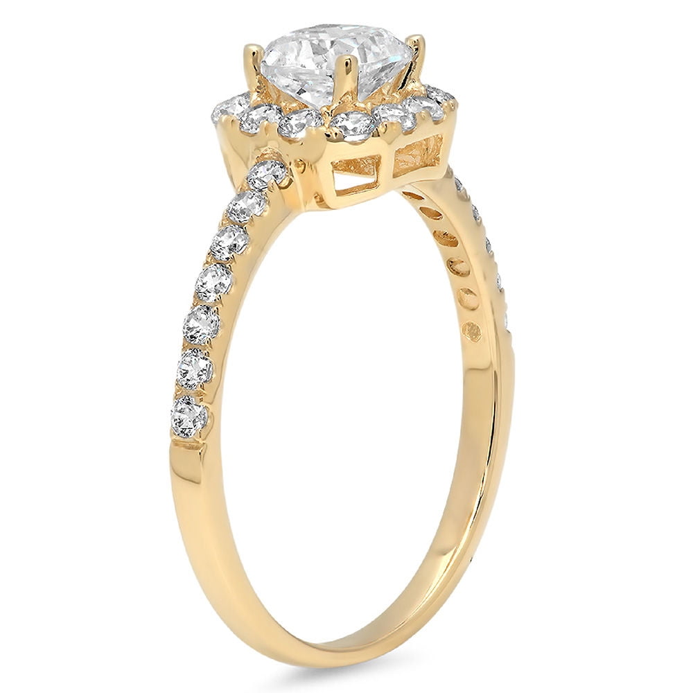 0.89Ct Princess Cut Moissanite Halo Engagement Ring in Solid 18K Yellow Gold Size 10.25 ...