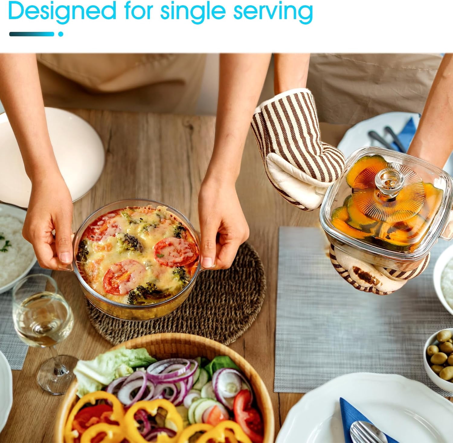 0.8L Glass Casserole Dish with Lid Oven Safe Square Casserole Dish 5 ...