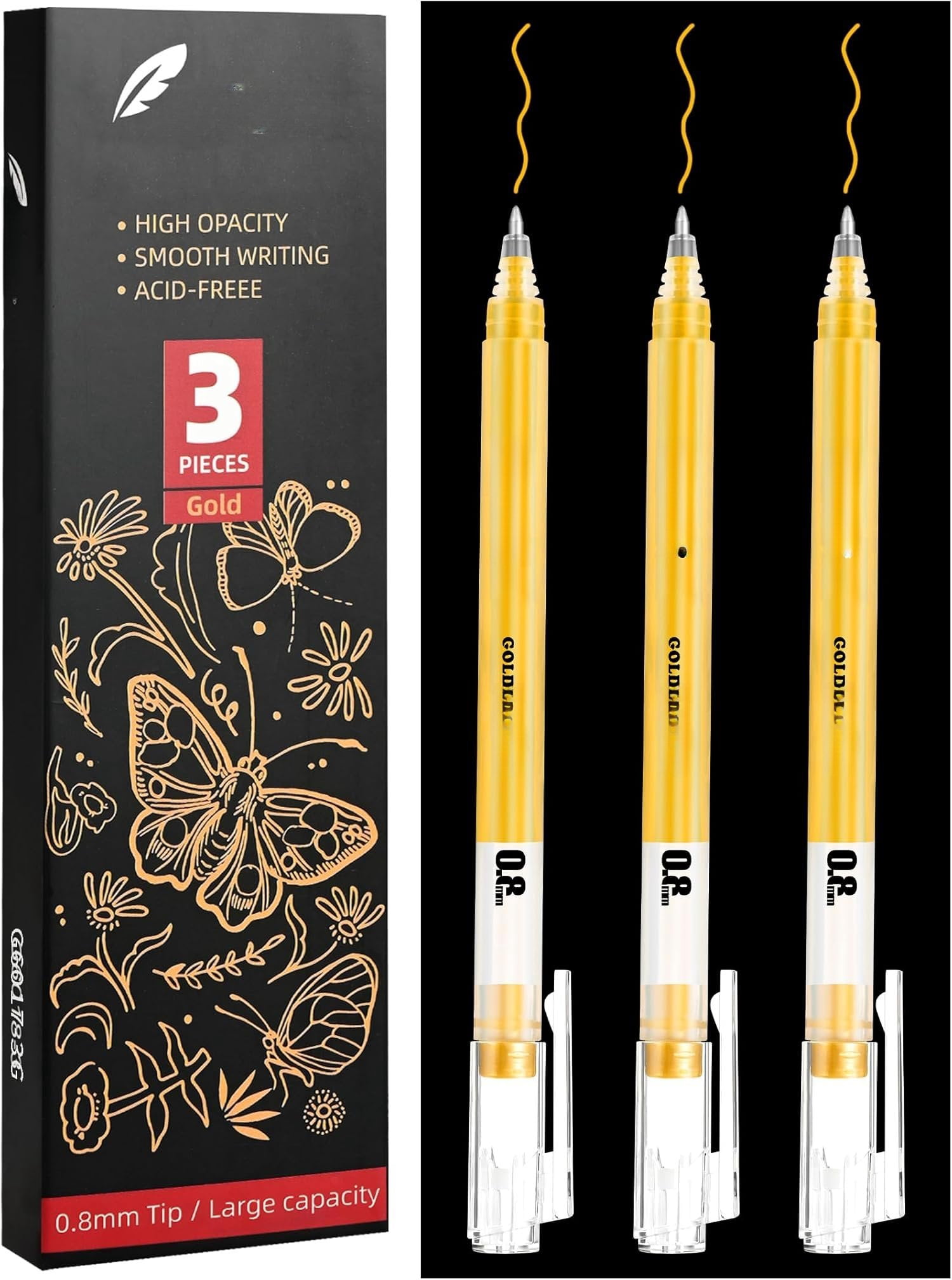 0.8mm Gel Pens 3-Pack - Extra Fine Point Opaque Ink for Black Paper ...