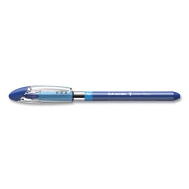 0.8mm Schneider Slider Stick Ballpoint Pen, Blue & Silver Barrel - Pack ...