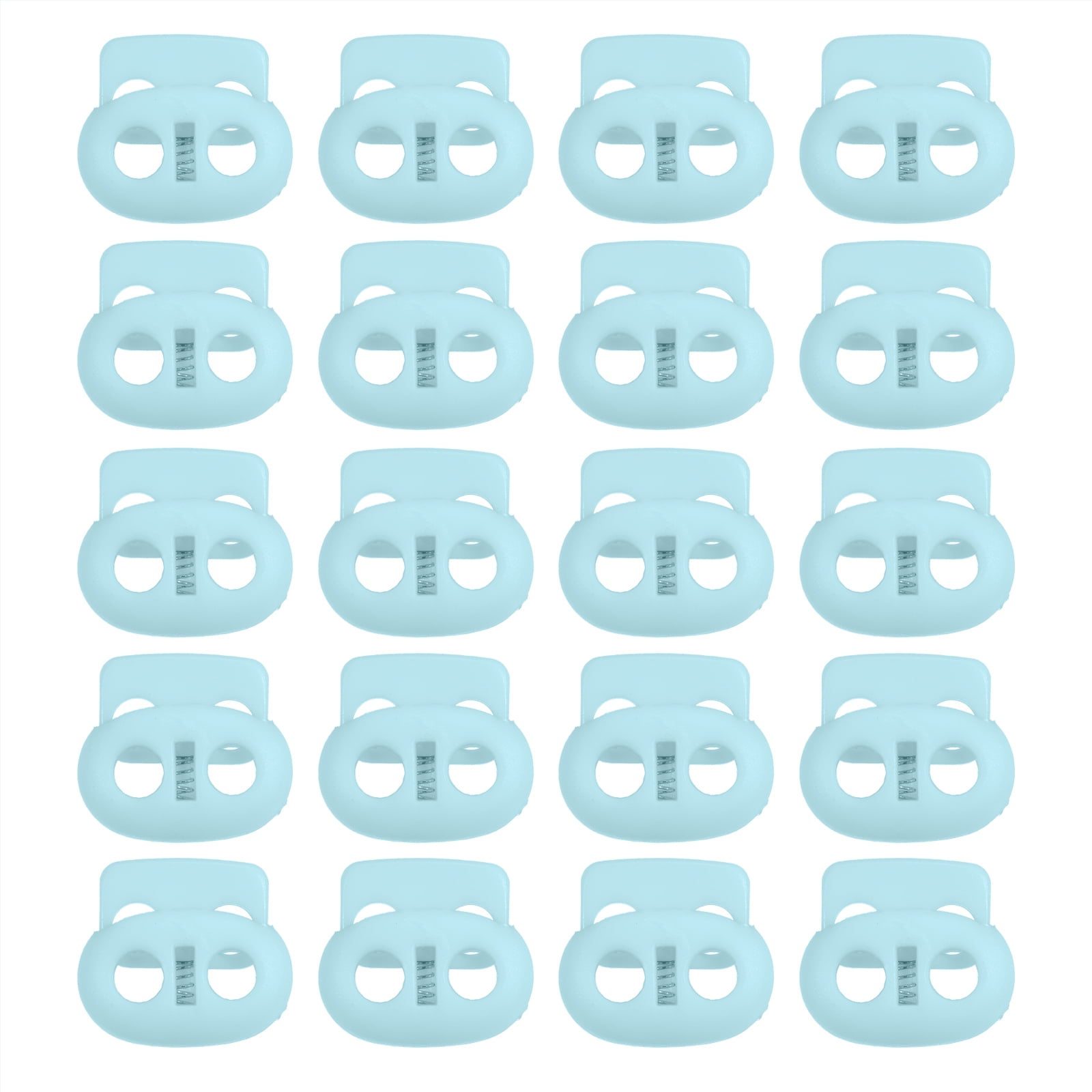0.8x0.9" Cord Locks Double Hole Spring End Toggle Stopper, Light Blue ...