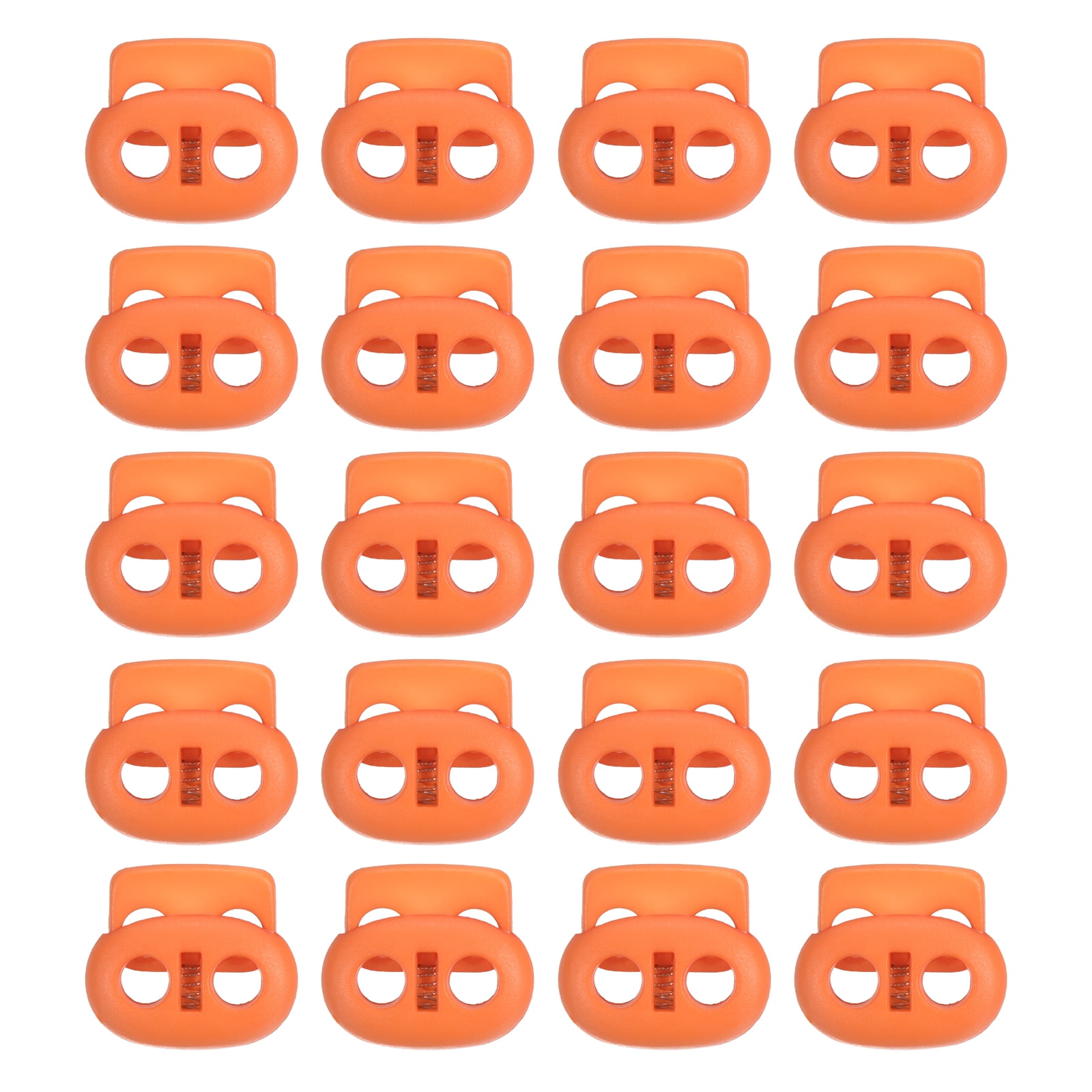0.8x0.9" Cord Locks Double Hole Spring End Toggle Stopper, Orange Red ...