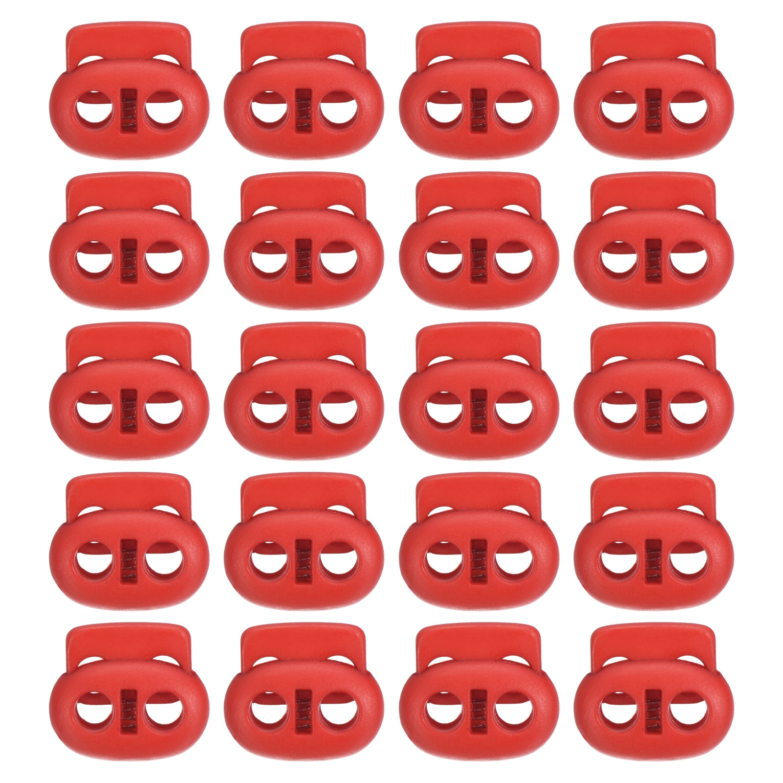 0.8x0.9" Cord Locks Double Hole Spring End Toggle Stopper, Red, 30 Pack ...