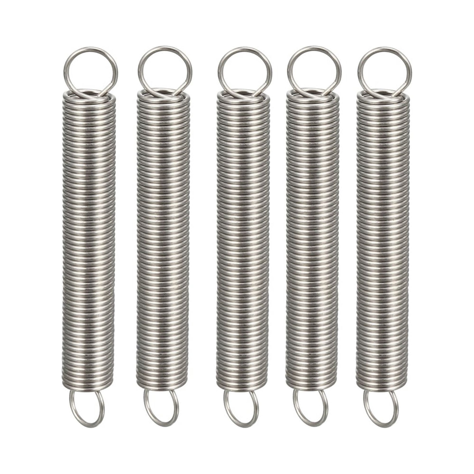 0.8x8x60mm Stainless Steel Small Dual Hook Tension Spring 5 pcs ...