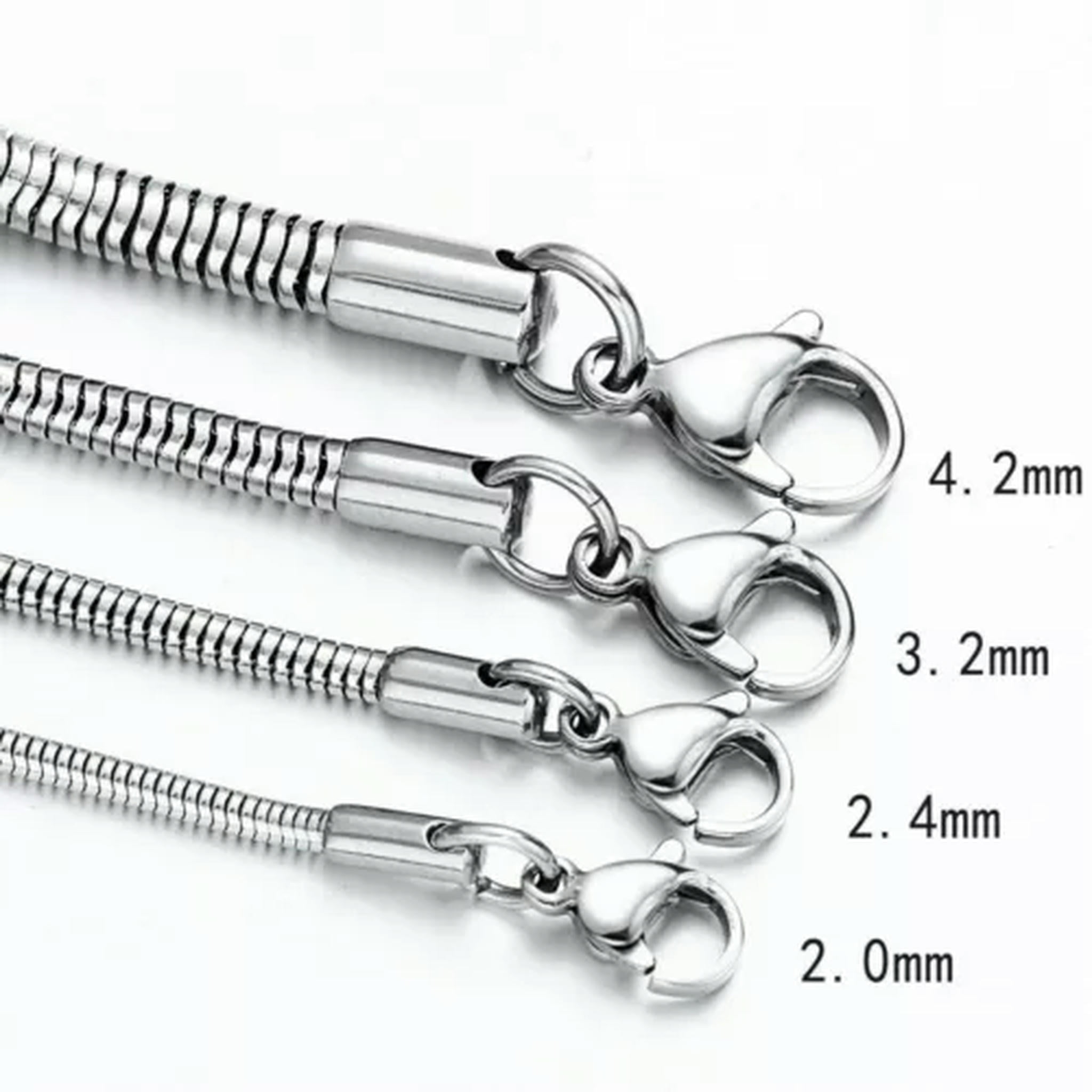 0.9-6.5mm 316L Stainless Steel Men Women Round Snake Chain Necklace 7-47'' - Walmart.com