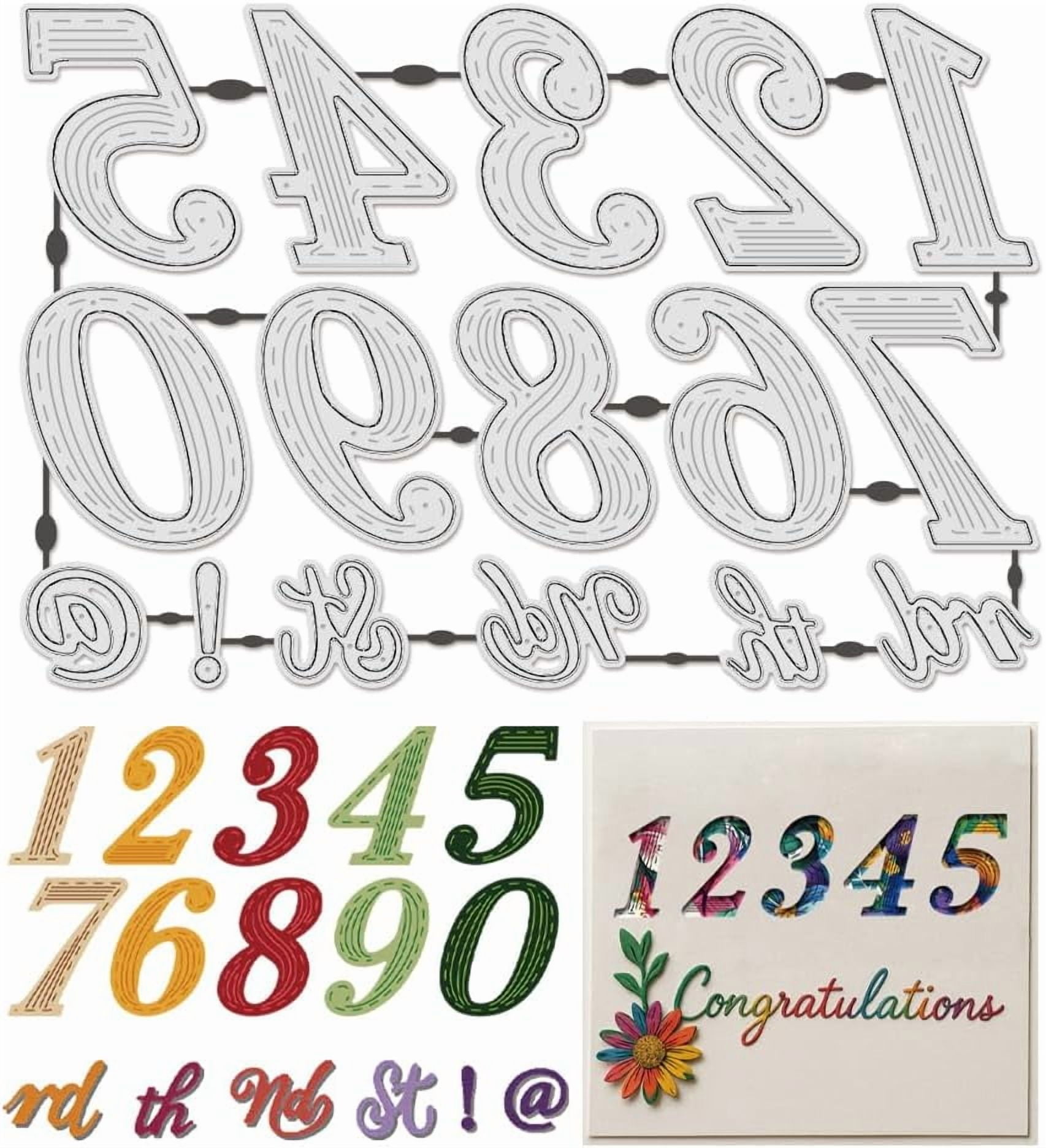 0-9 Arabic Numeric Metal Cutting Dies for Card Making Number Words ...