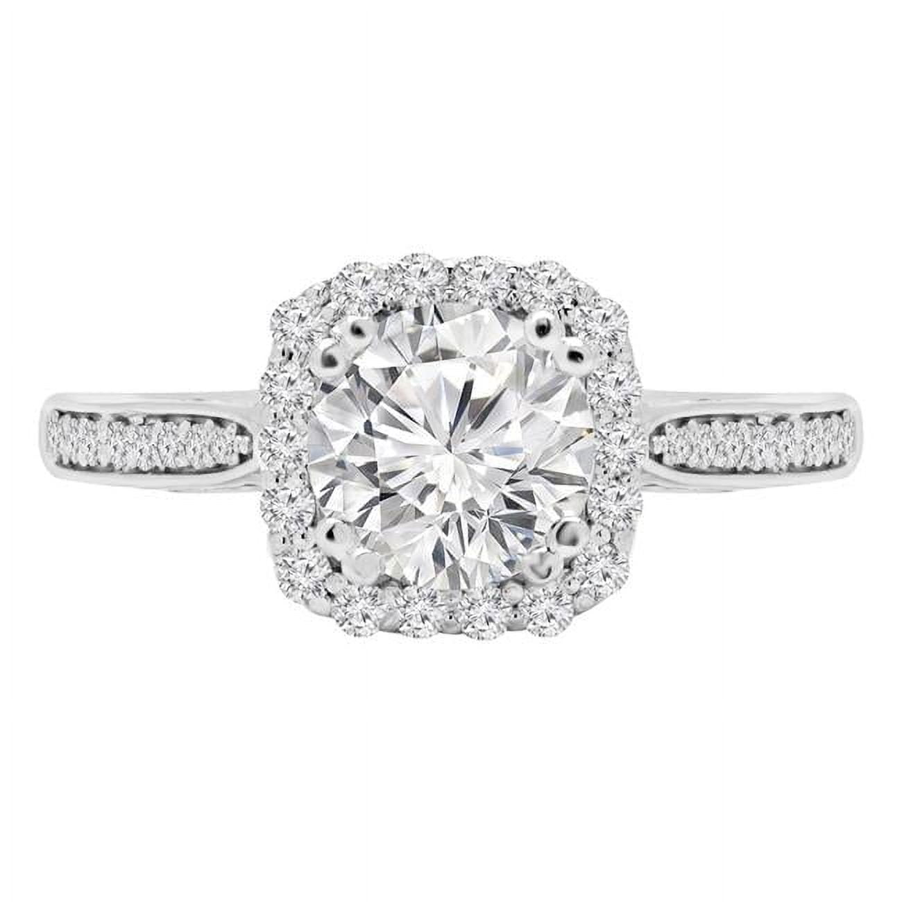 0.9 CTW Round Diamond Double Prong Tappered Cushion Halo Engagement ...
