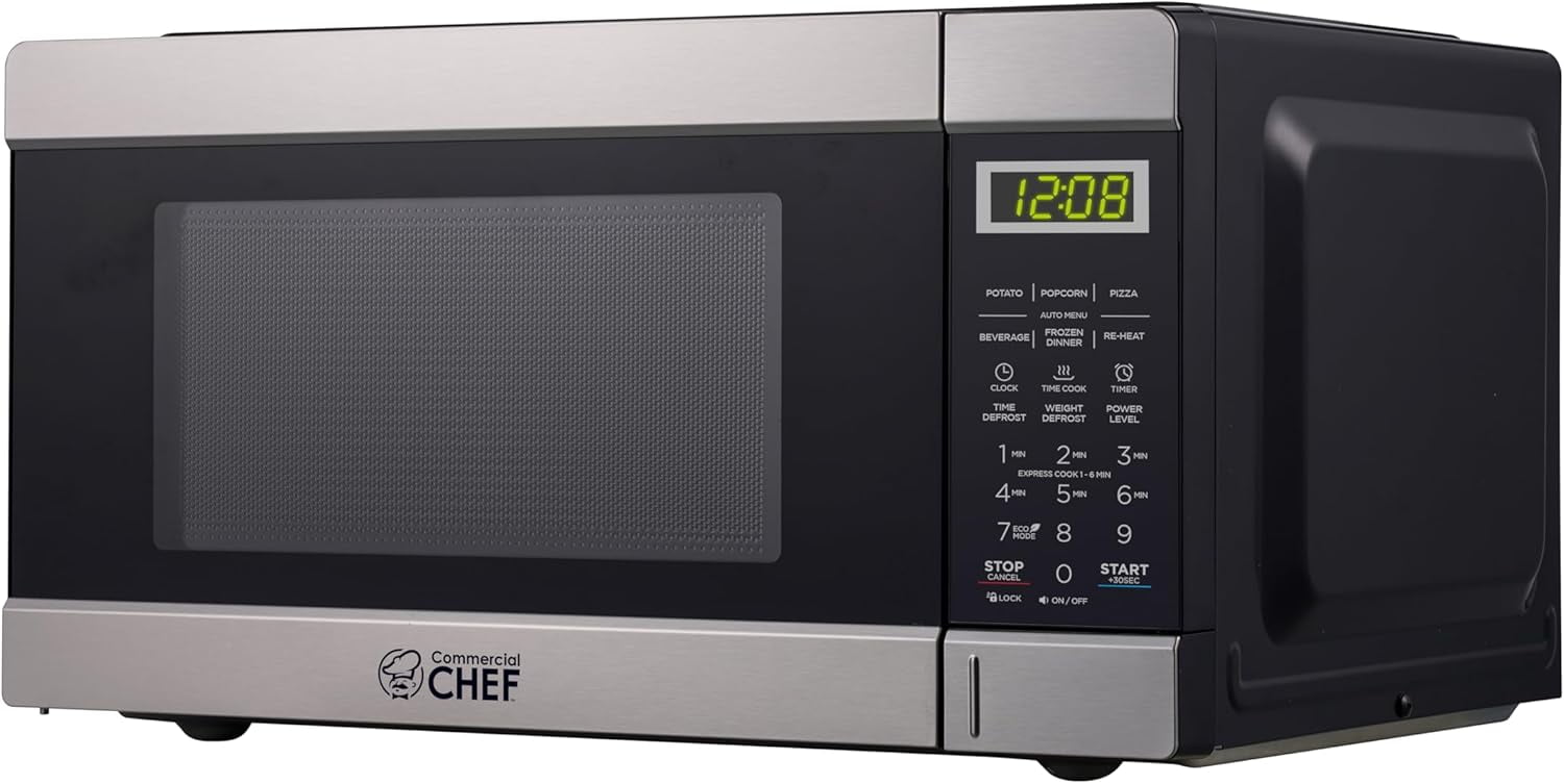 0.9 Cu Ft Microwave with 10 Power Levels, Push Button and Child Lock ...