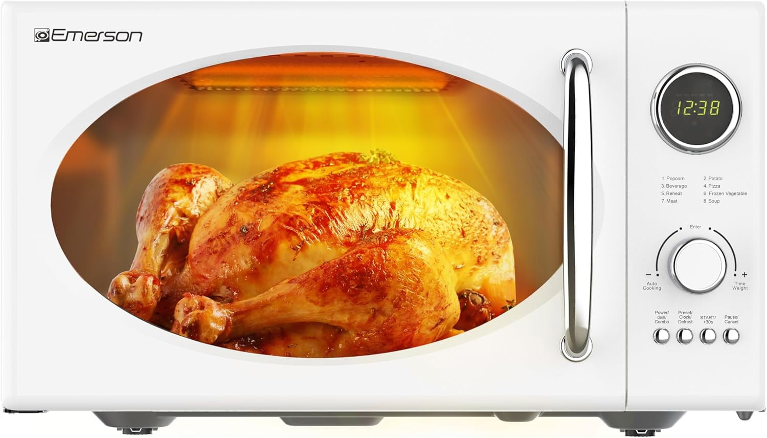 0.9 Cu. Ft. Retro Microwave with 1,000W Grill Function, 800W Cooking ...