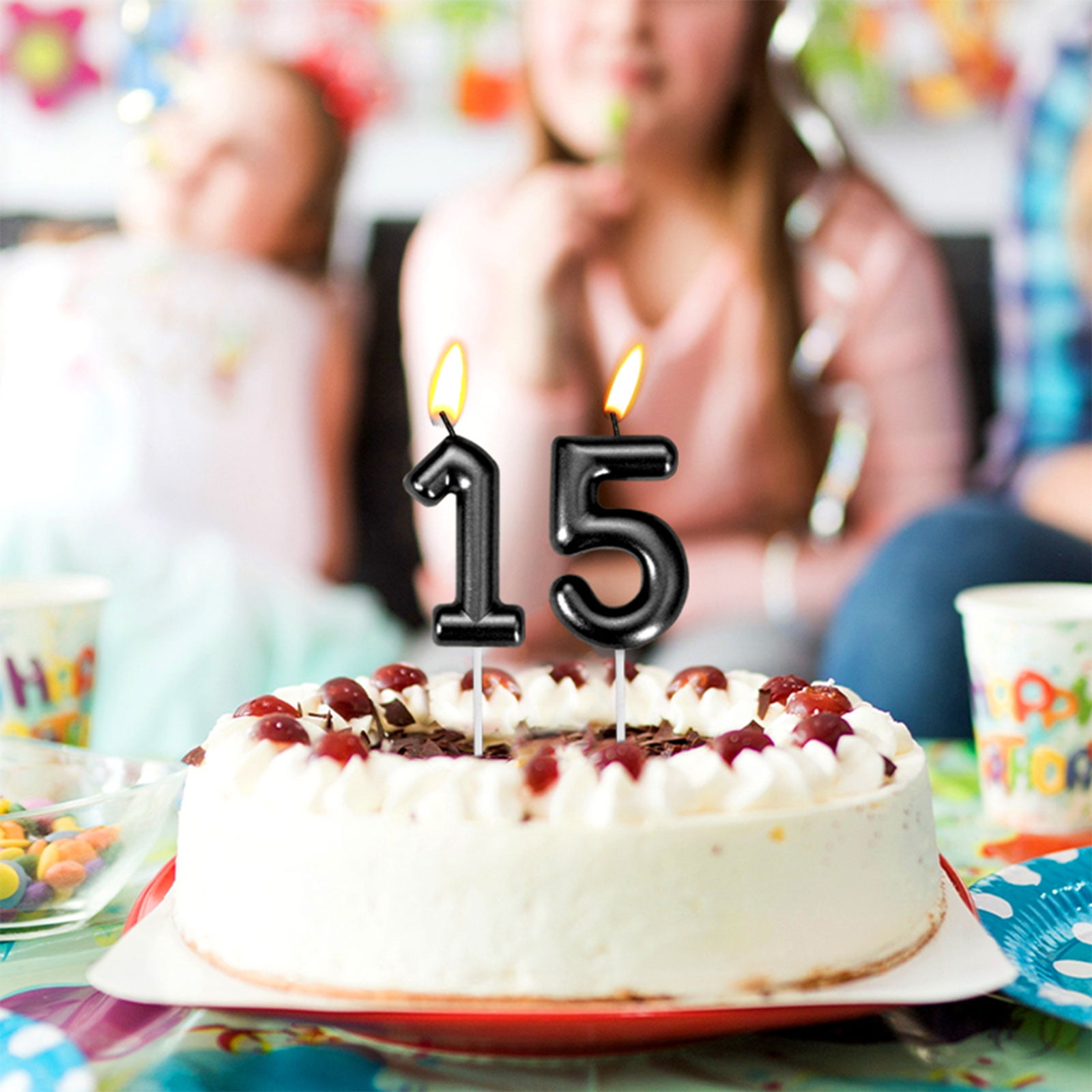 0-9 Numeric Birthday Candles - Round Black Numeric Design for ...