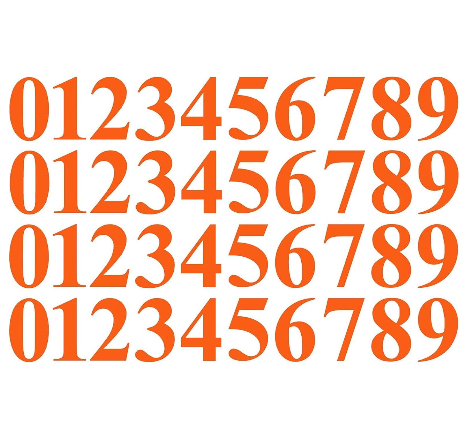 0-9 Orange Number Vinyl Decals (4 of Each Number) - Choose Size from 1 ...