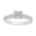 AFFY (0.9 cttw) Princess & Round White Natural Diamond Engagement Wedding Ring In 14k White Gold ...