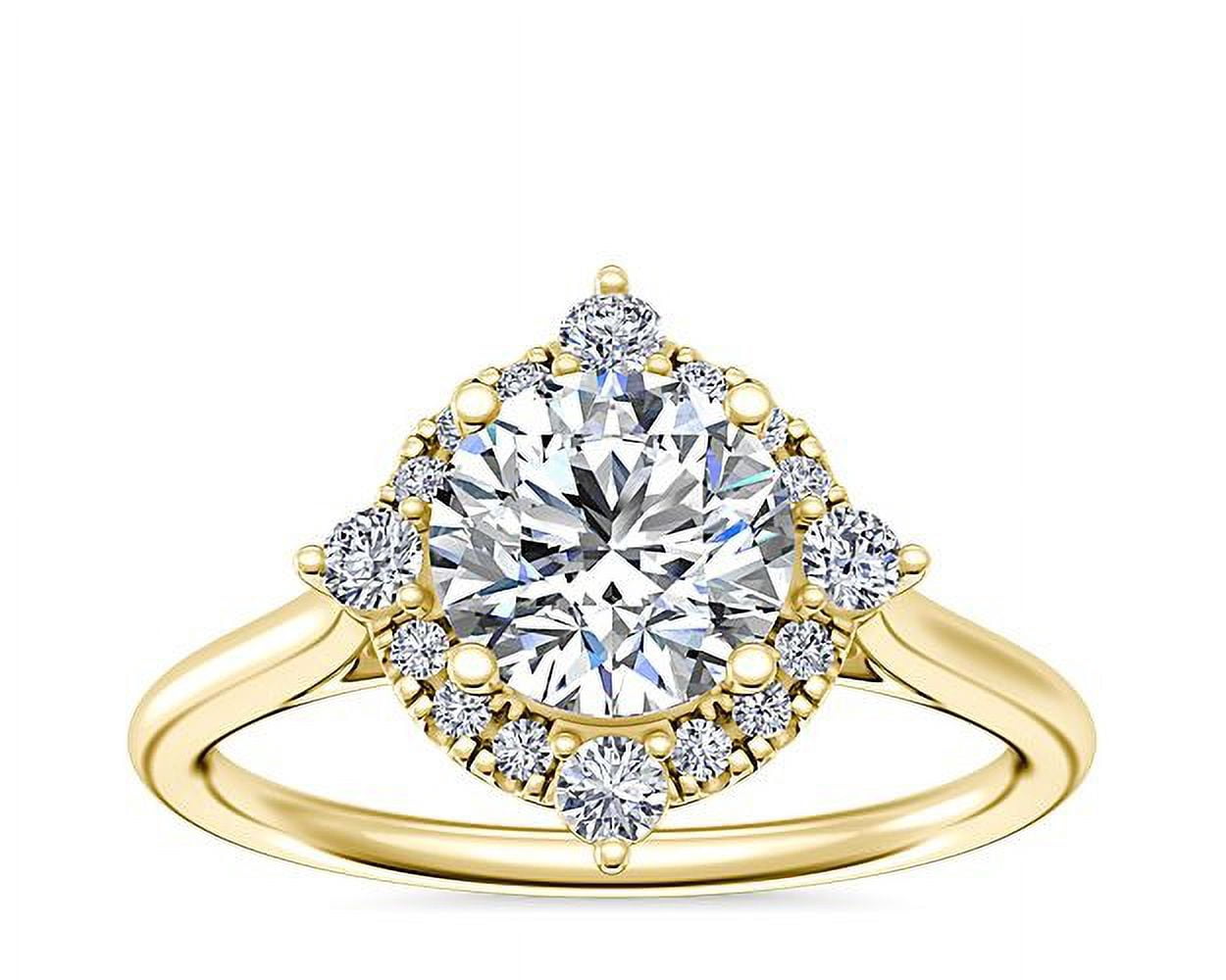 0.95 T.C.W Round Shaped Genuine Diamond Stunning Halo Wedding Ring for ...