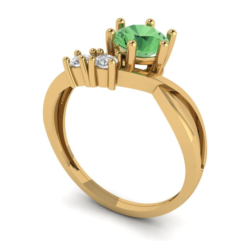 0.96ct Brilliant Round Cut VVS1 VVS1 Genuine Conflict free Green Zircon Real Solid 18k Yellow ...