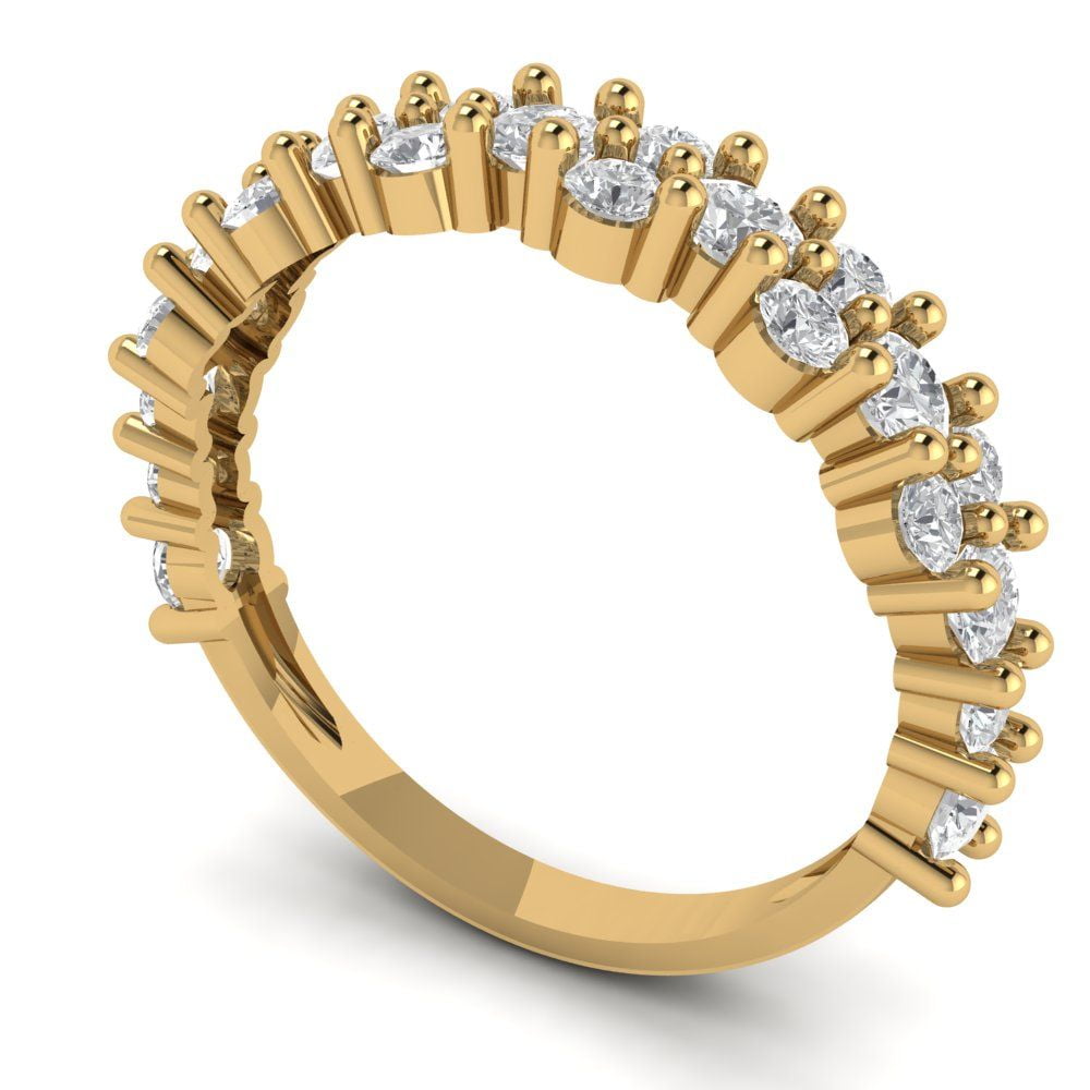 0.98 ctw Wedding Band for Women - 18K Yellow Gold Simulated Diamond Stackable Eternity Ring ...