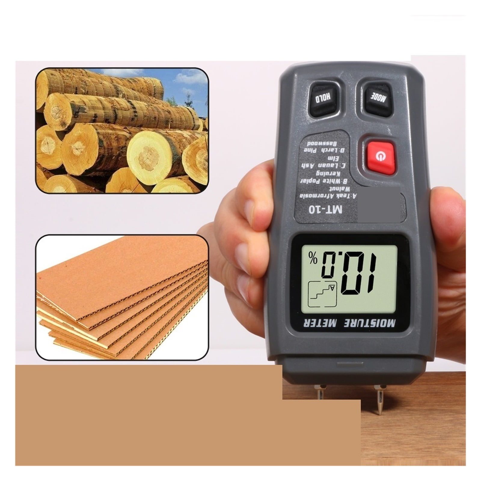 0-99.9% Tester Lumber 2 Pin Digital Wood Moisture Meter Wood Humidity ...