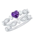 0.9ct Heart Solitaire Amethyst February Gemstone Ring with Gold ...