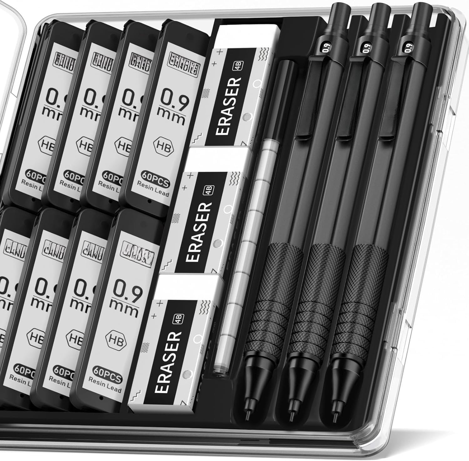 0.9mm Mechanical Pencil Set with Case, 3 count Artist Lead Pencil with ...