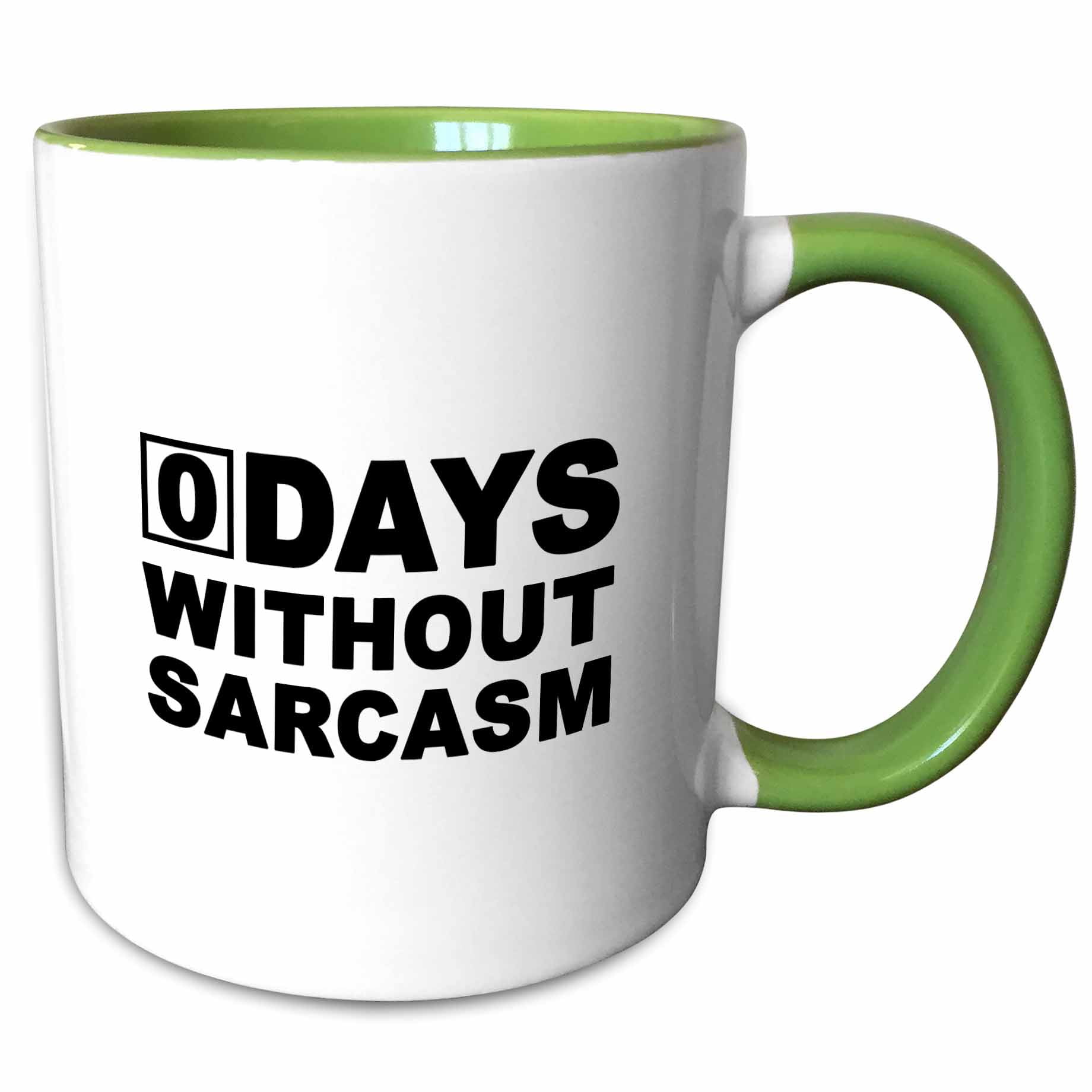 3drose, 0 Days Without Sarcasm, 15oz Two-tone Green Mug - Walmart.com