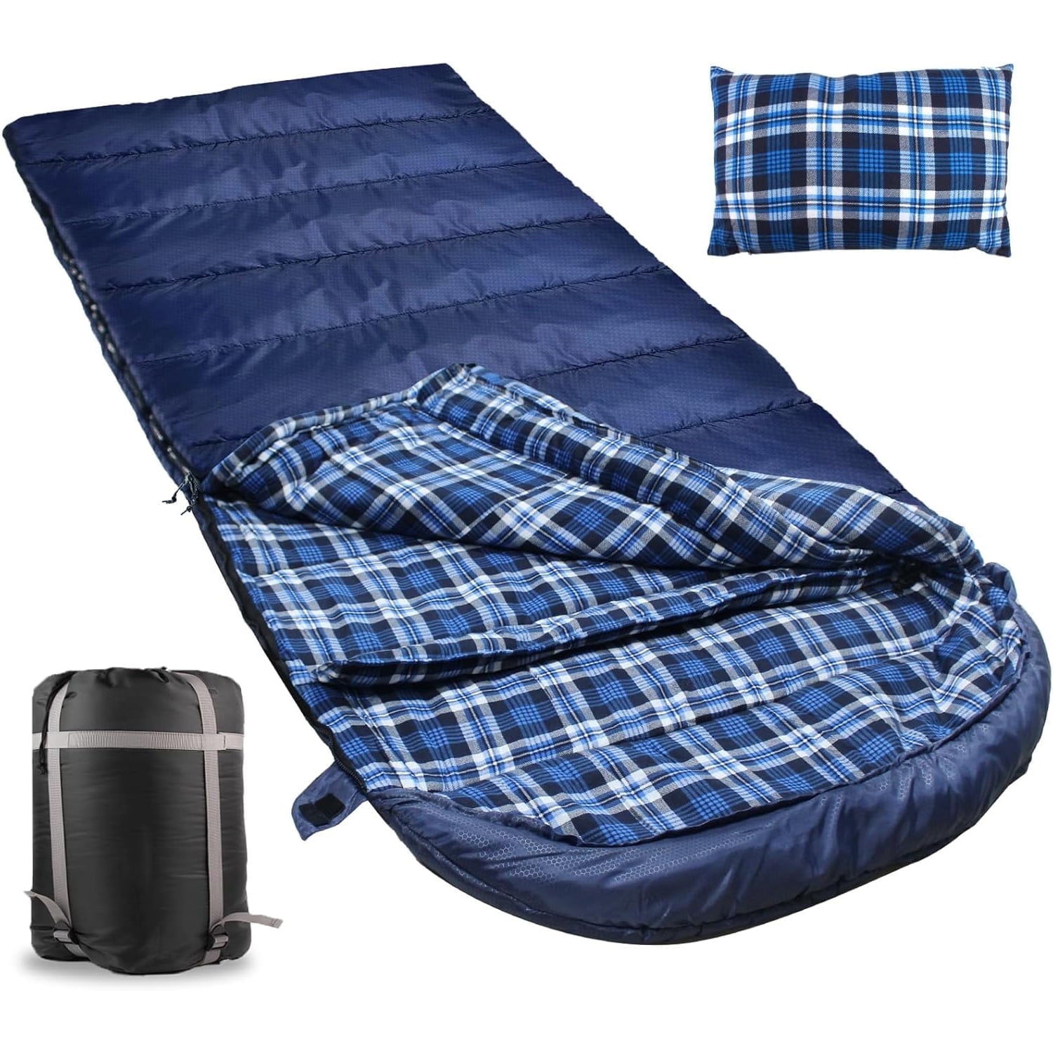 0 Degree Sleeping Bag 100% Cotton Flannel XXL for Adults 4 Season Big ...