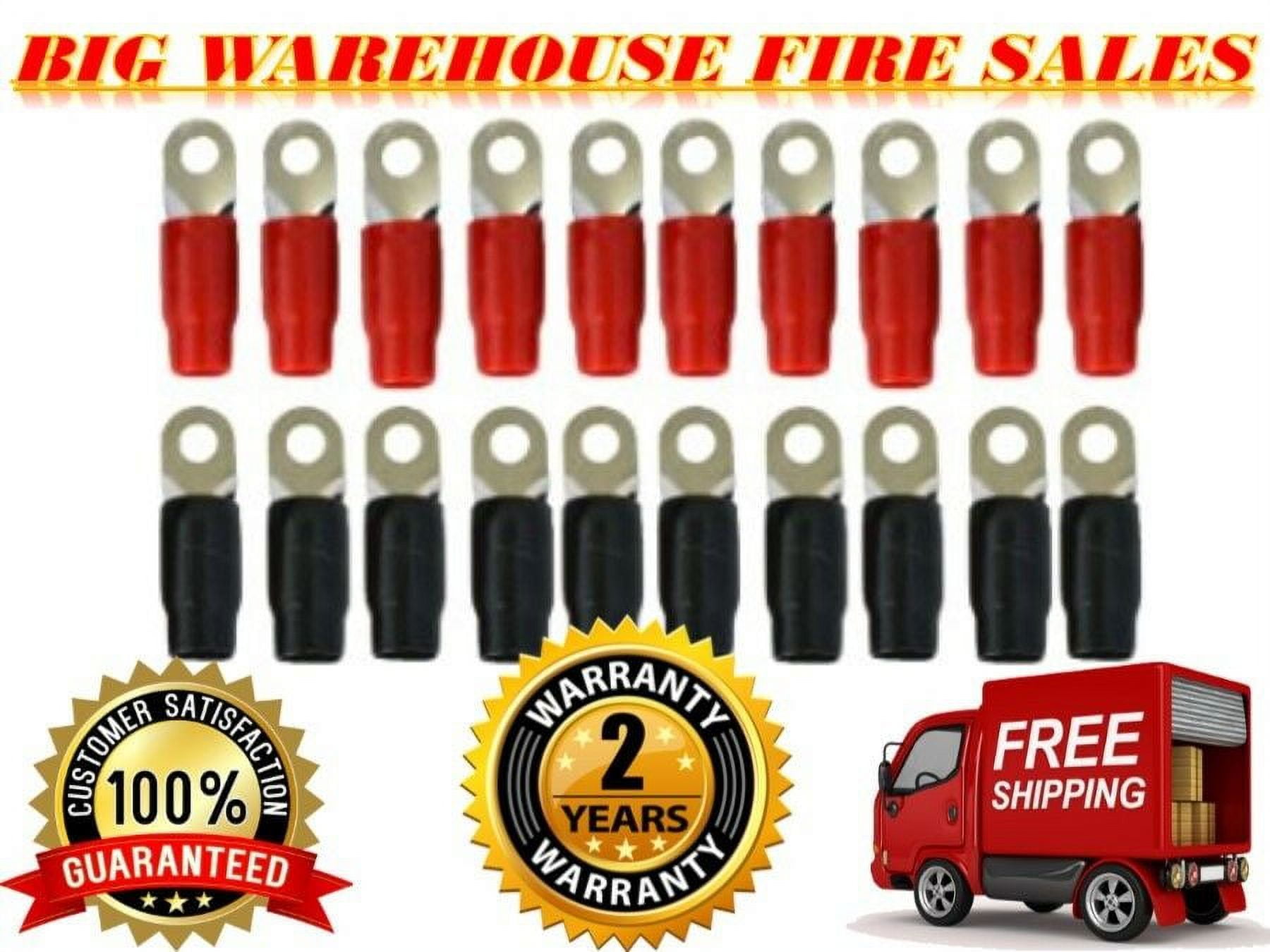 0 Gauge Ring Terminal 20 Pack 1/0 AWG Wire Crimp Cable- Red/Black 5/16 ...