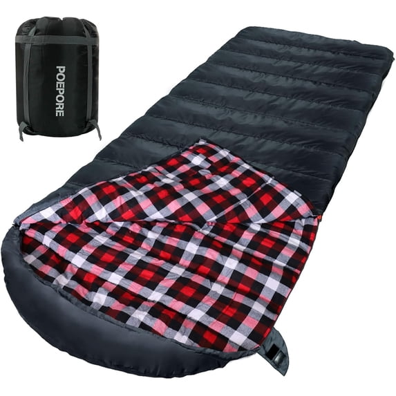 0 ° Rectangular Sleeping Bag – 100% Cotton Flannel, XXL Winter Camping ...