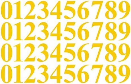0 to 9 Number Stickers Yellow Vinyl Decals Set of 40 Choose Size!! 1 ...