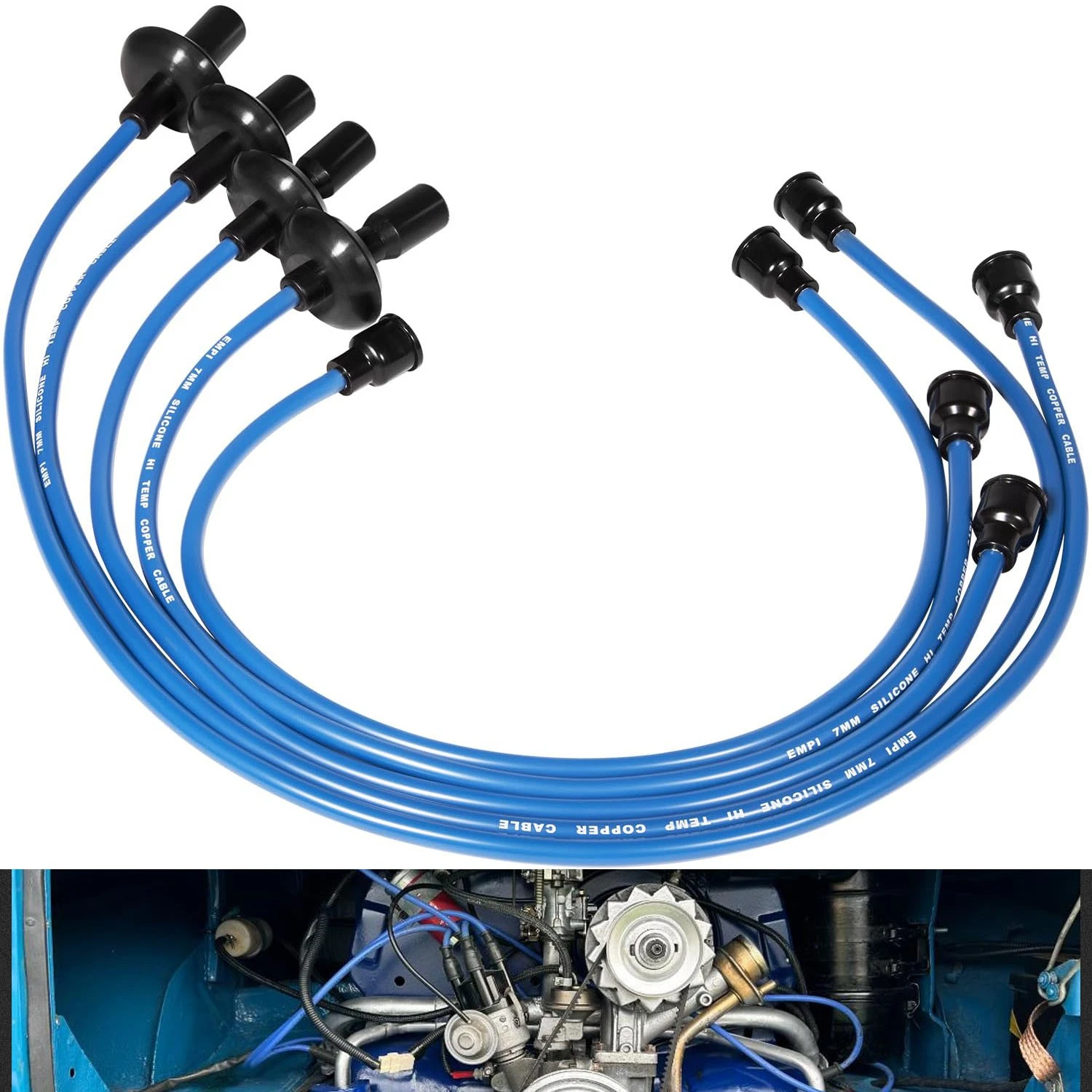 00-9407-0 Blue Ignition Spark Plug Wire Set for VW Dune Buggy Bug ...