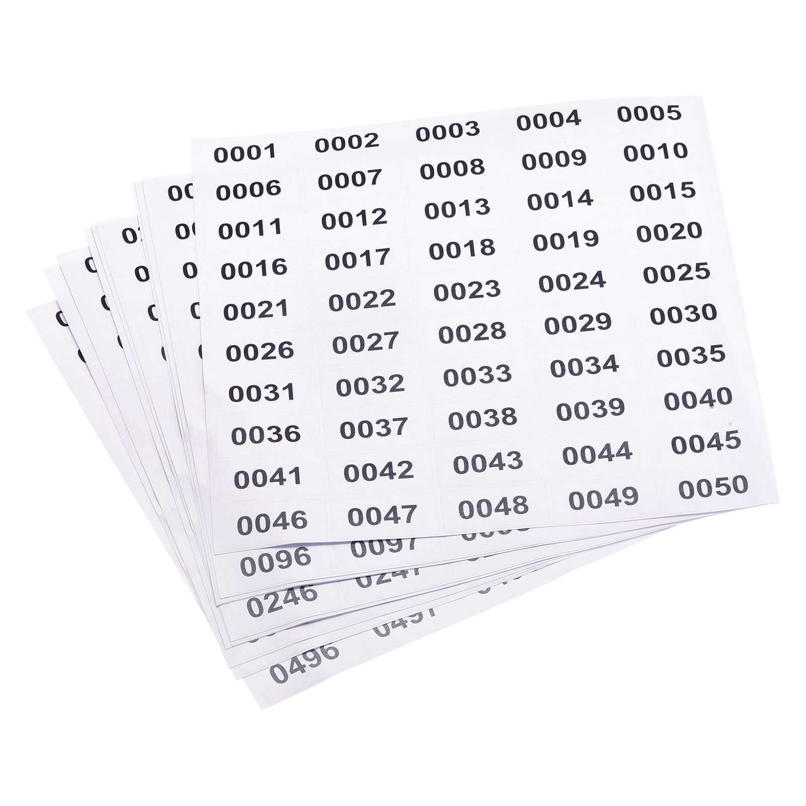 0001 to 0500 Consecutive Number Stickers Inventory Label Sheets for ...