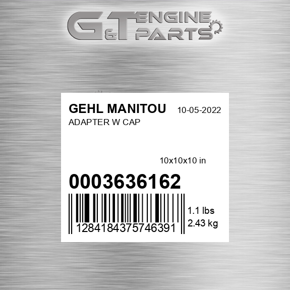 0003636162 ADAPTER W CAP fits Gehl Manitou (New OEM) - Walmart.com