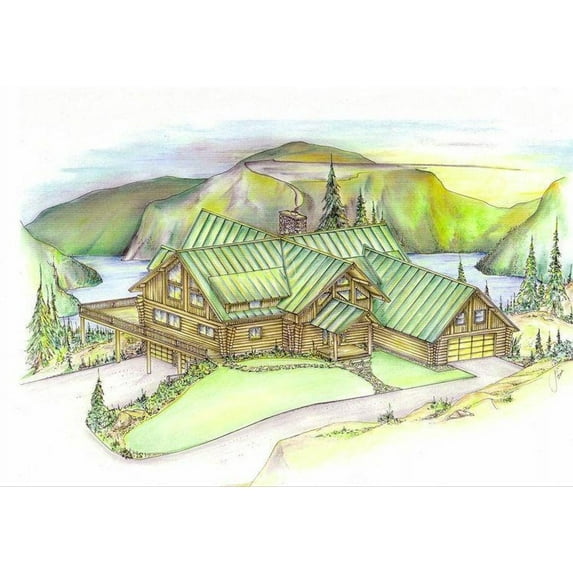 001-1004: Log Mountain 3 Bed, 4 Bath Luxury Home Plan, 3503 Sq Ft: Full Blueprints with License ...
