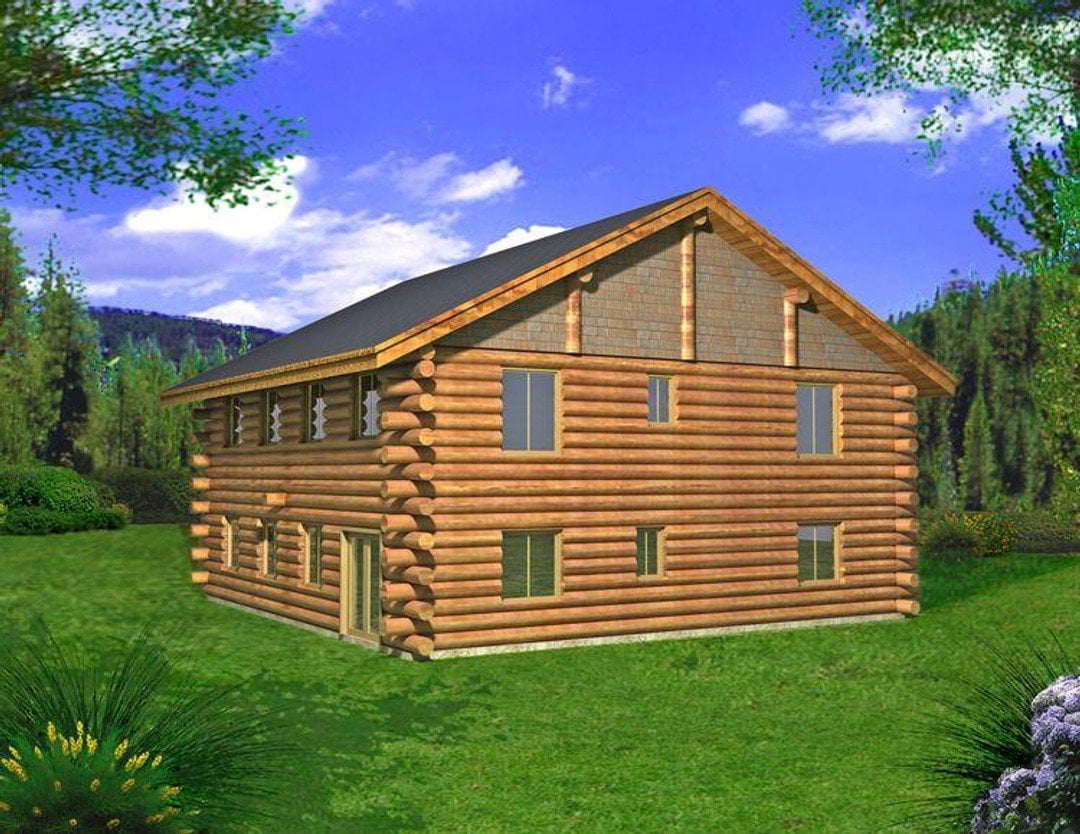 001-1088: Log Cabin 0 Bed, 2 Bath Luxury Home Plan, 1600 Sq Ft: Full Blueprints with License to ...