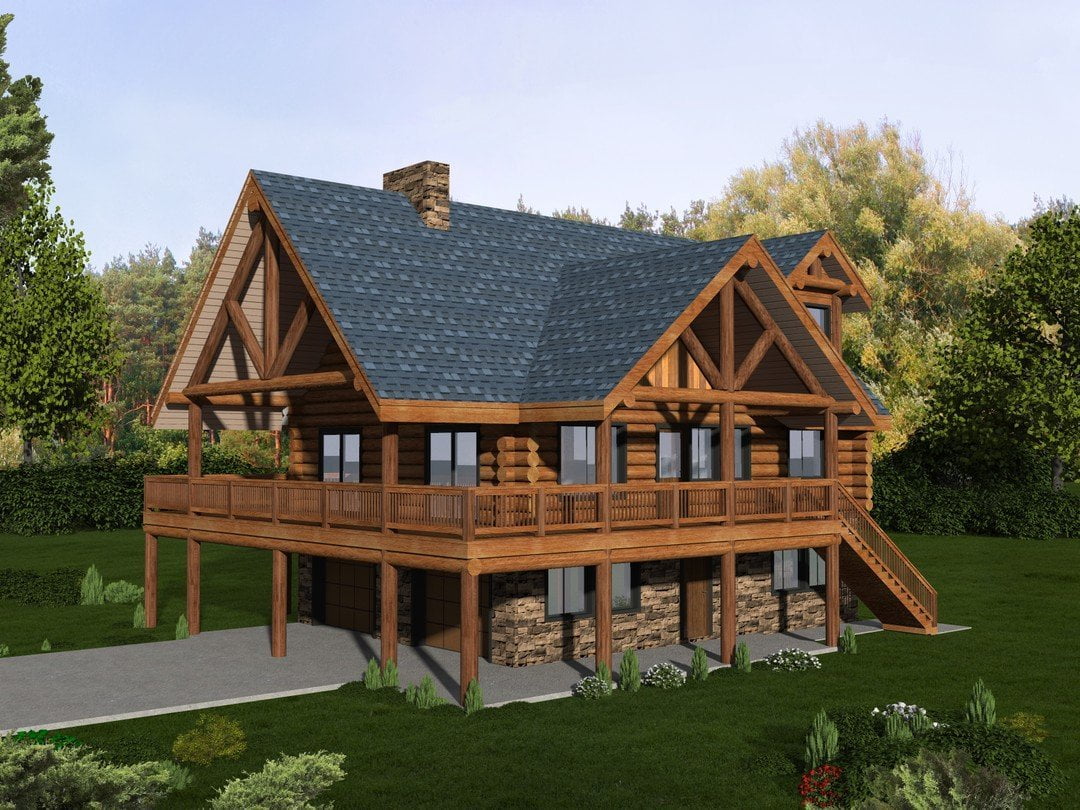 001-1131: Cabin Log 3 Bed, 4 Bath Luxury Home Plan, 2177 Sq Ft: Full ...