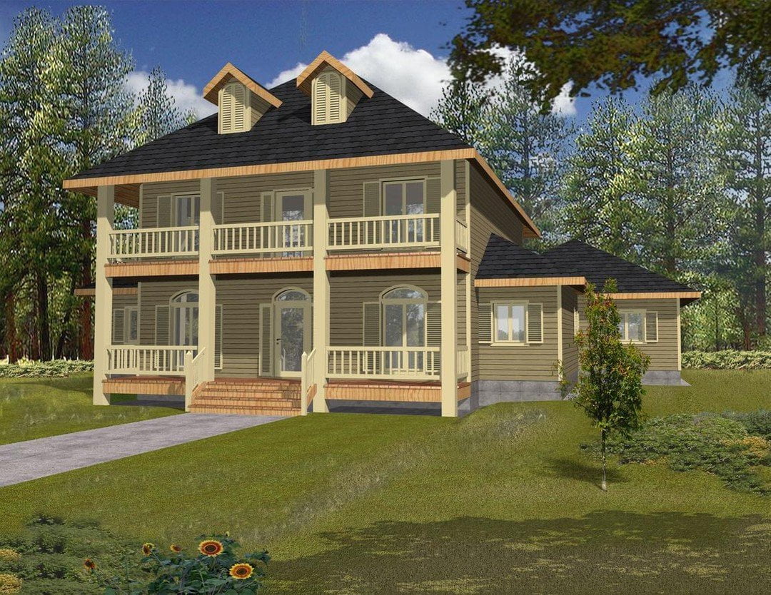 001-2098: Traditional Colonial 2 Bed, 3 Bath Luxury Home Plan, 2332 Sq ...