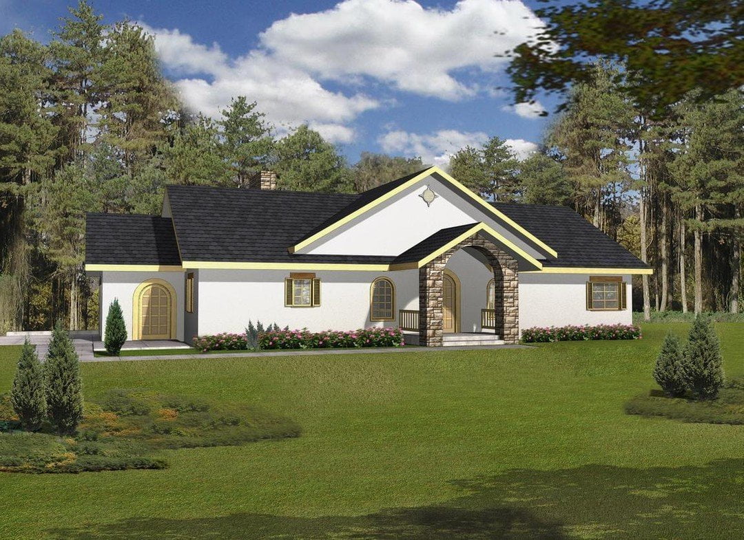 001-2107: Sunbelt Southwestern 3 Bed, 3 Bath Luxury Home Plan, 3722 Sq Ft: Full Blueprints with ...