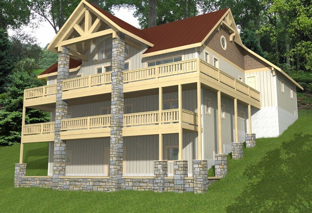 001-3290: Cabin Vacation 4 Bed, 3 Bath Luxury Home Plan, 3100 Sq Ft ...