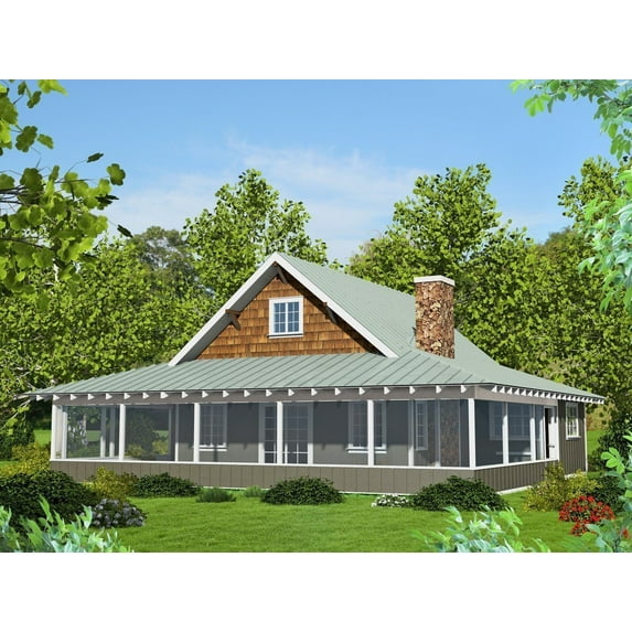 001-3736: Cabin Vacation 1 Bed, 1 Bath Luxury Home Plan, 1227 Sq Ft ...