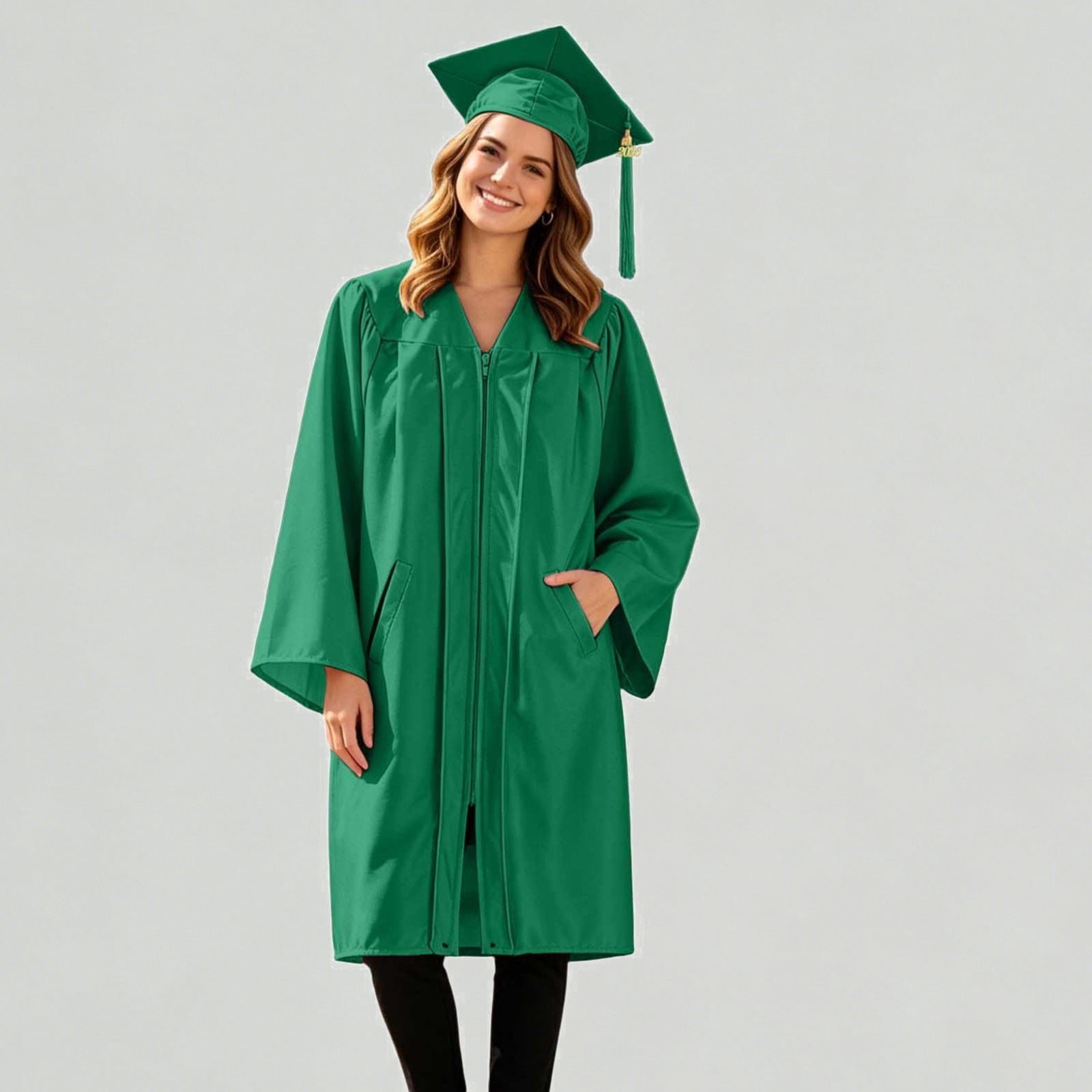 Xijirk Unisex Graduation Cap and Gown Set with Pockets, Breathable ...