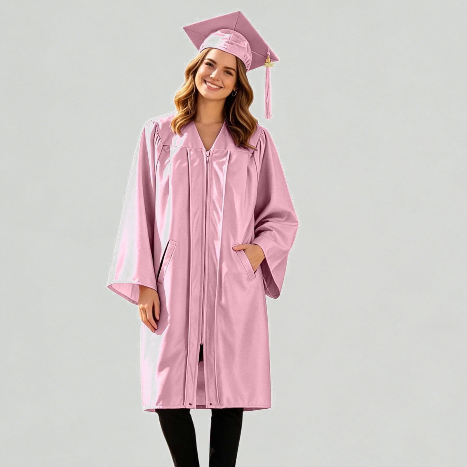 Xijirk Unisex Graduation Cap and Gown Set with Pockets, Breathable ...
