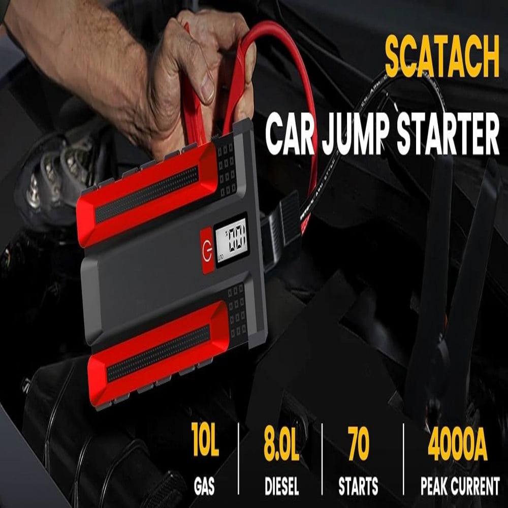 002 4000A Car Battery Jump Starter,12V Jump Starter Battery Pack (up to 10.0L Gasoline and 8.0L ...