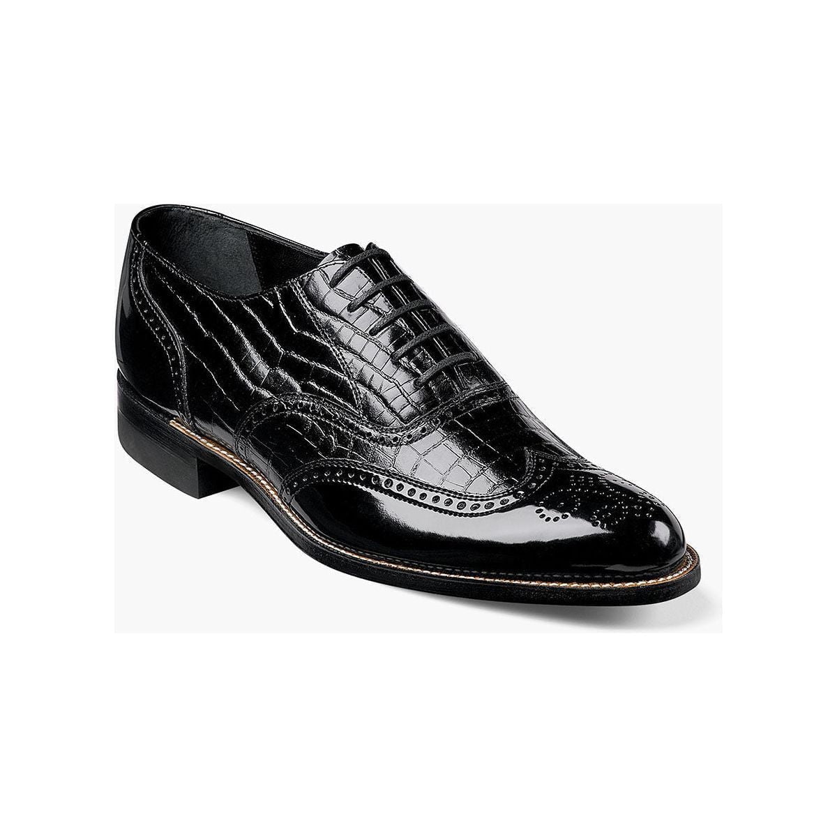 00267, Stacy Adams Leather Shoes Dayton Alligator Print Wingtip Lace Up ...