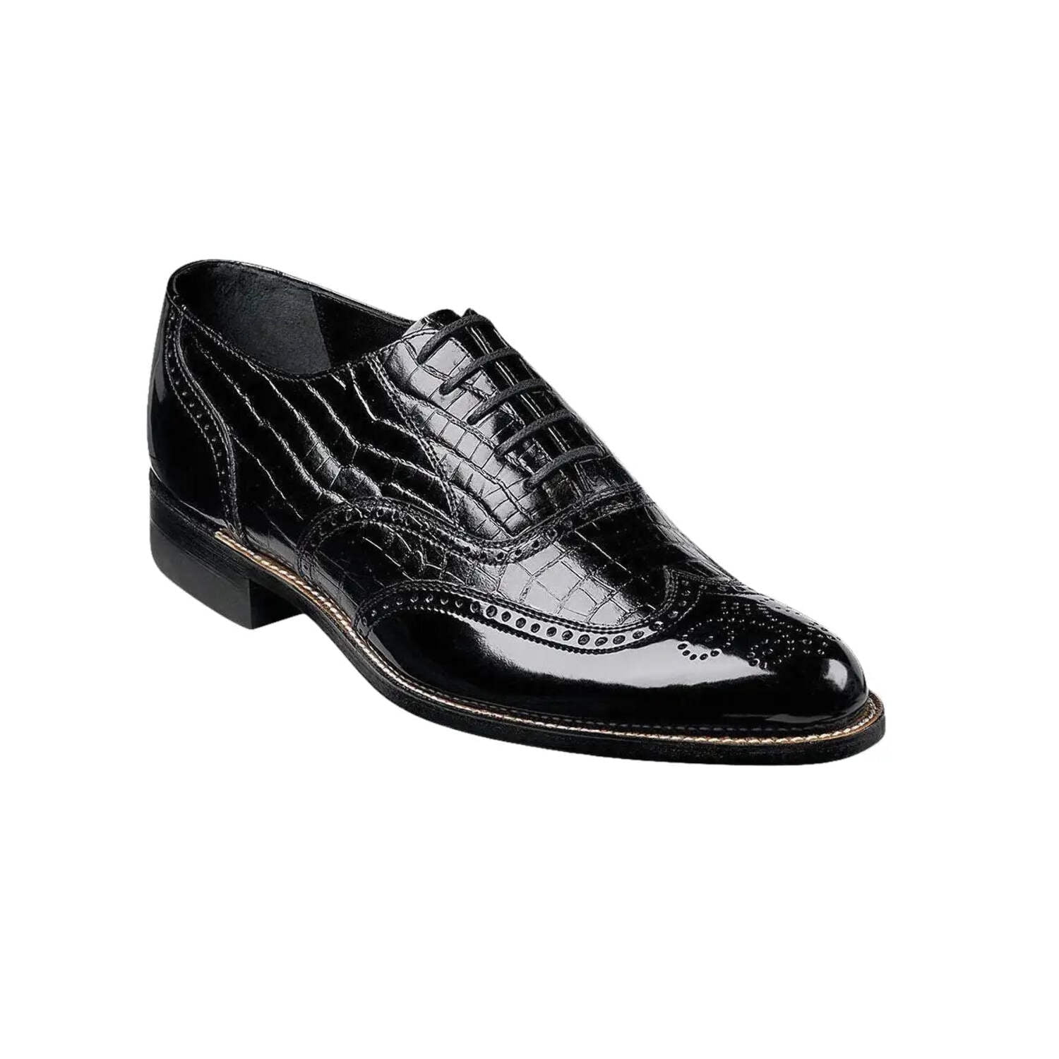 00267, Stacy Adams Leather Shoes Dayton Alligator Print Wingtip Lace Up ...