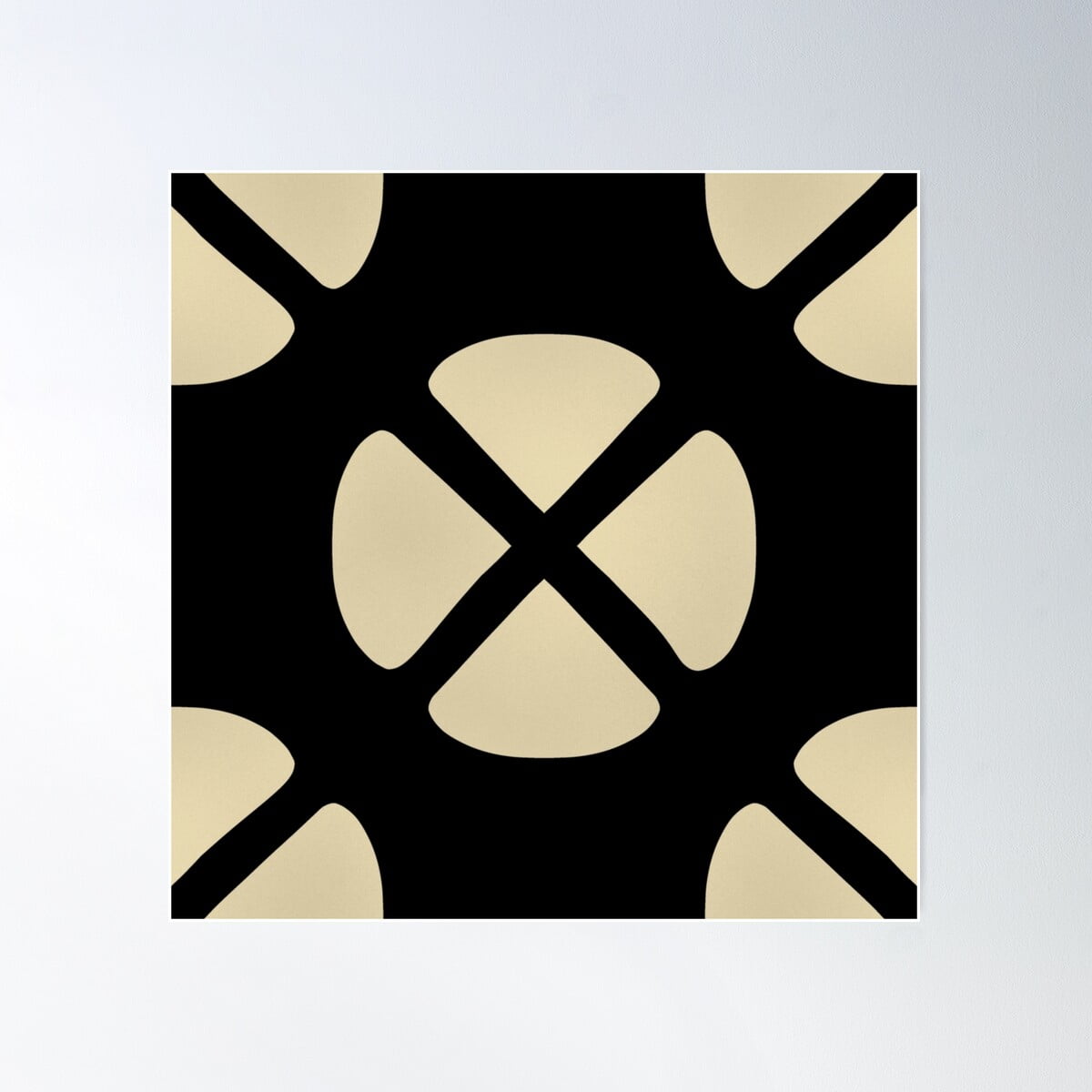 004411B Circle Cross Geometric Pattern Black And White Poster Wall Art ...