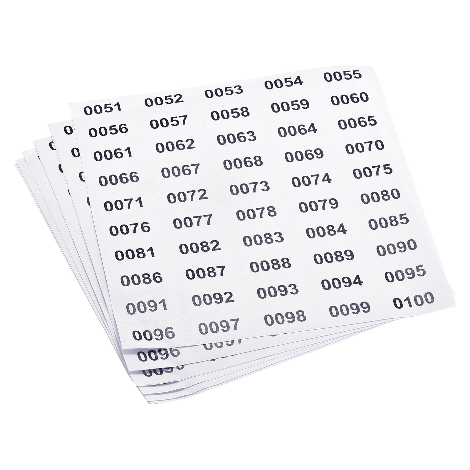 0051 to 0100 Consecutive Number Stickers Inventory Label Sheets for ...