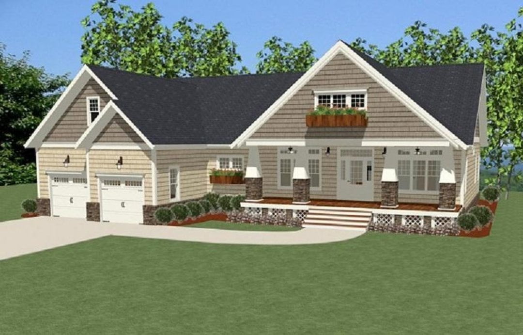 006-114: Craftsman 3 Bed, 4 Bath Luxury Home Plan, 2314 Sq Ft: Full ...