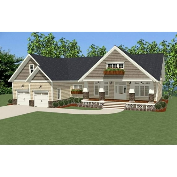 006-114: Craftsman 3 Bed, 4 Bath Luxury Home Plan, 2314 Sq Ft: Full ...