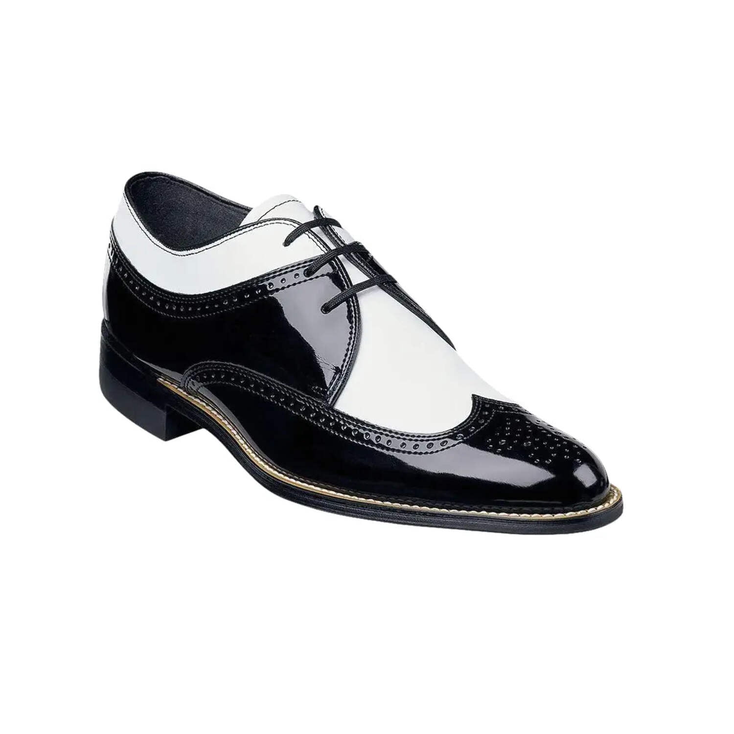 00605, Stacy Adams Leather Shoes Dayton Wintip Oxford Black White ...